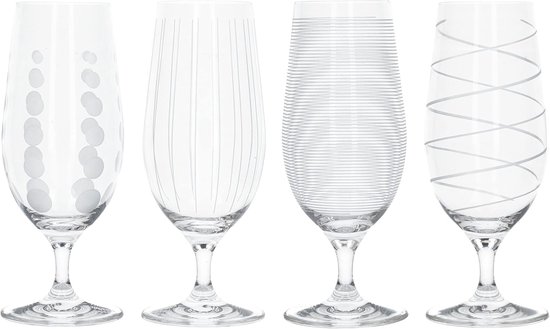 Ambachtelijke Bierglazen - Decoratieve Ets - Set van 4 - Kristalglas - 460 Milliliter | bol