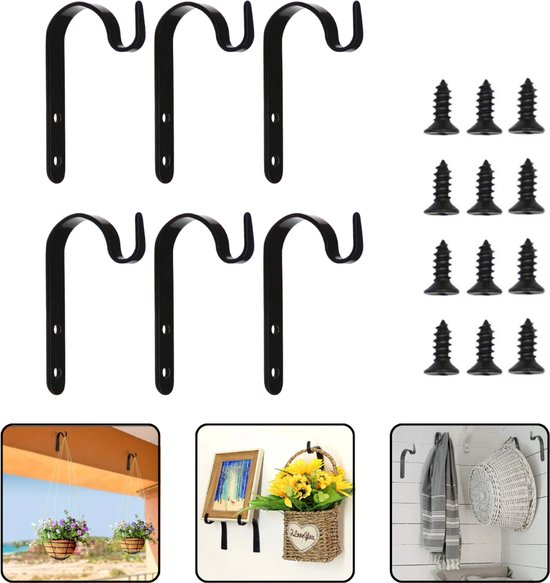 6x J-Vorm Muurhaak – Metalen Plantenhaken Buiten & Binnen – Inclusief ...