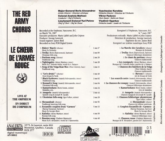 Live at the Orpheum - The Red Army Chorus o.l.v. Major-General Boris ...
