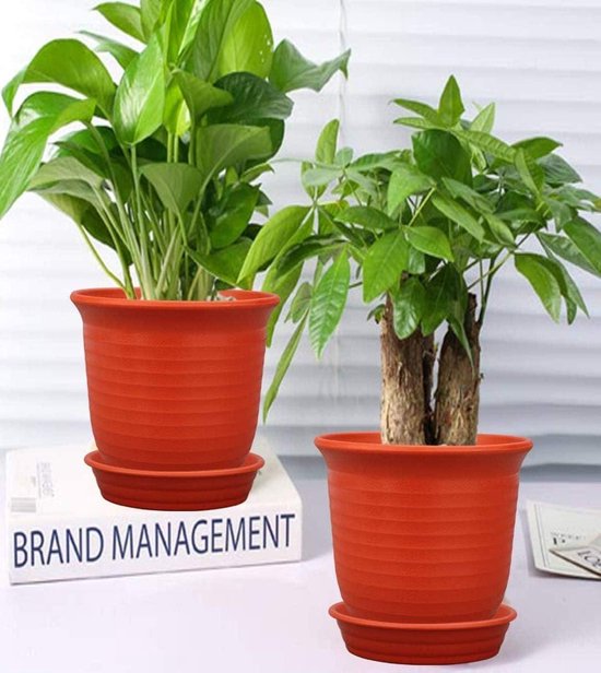 Plastic bloempotten - 6 stuks - 15,5 cm - Dikke plantenpotten met ...