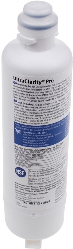 BOSCH - WATERFILTER AMERIKAANSE KOELKAST - ULTRA CLARITY PRO - 17005583 ...