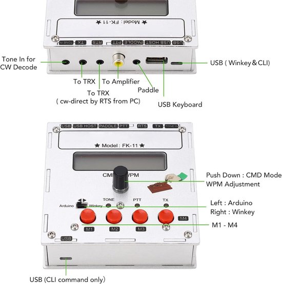 CW Morse Code K3NG Keyer-module van Aluminiumlegering voor Toetsenbord met LCD-scherm | bol