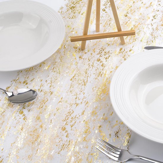 Gouden tafelloper 71 x 395 cm - Metallic glitter gaas boho tafelkleed ...