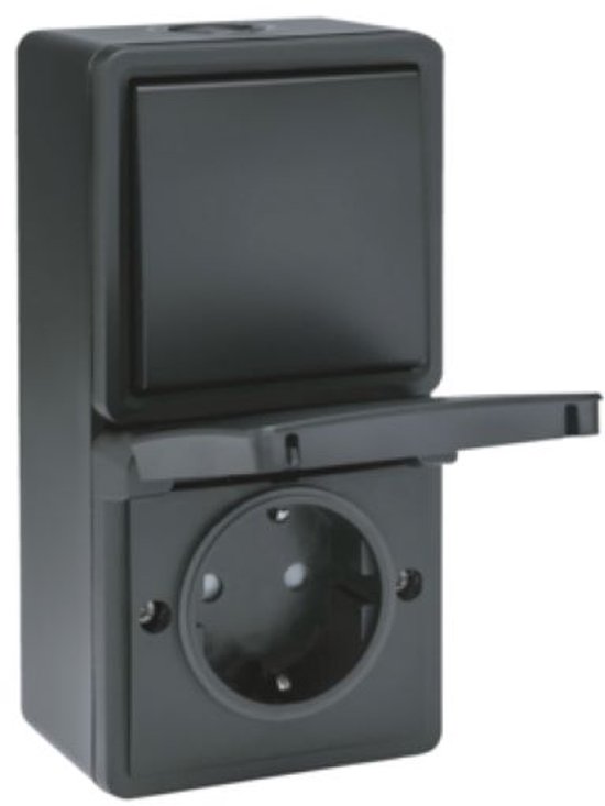 Niko Hydro Spatwaterdicht Combinatie Wisselschakelaar/Stopcontact Zwart ...