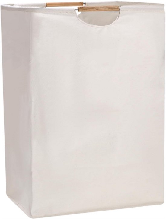 Grote Opvouwbare Wasmand – 40x60x30 cm – Ruimtebesparend – Stoffen Wasmand met Houten... | bol