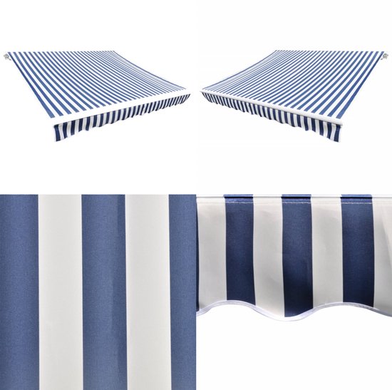 vidaXL Luifeldoek 4x3 m canvas blauw en wit - Luifel - Luifels ...