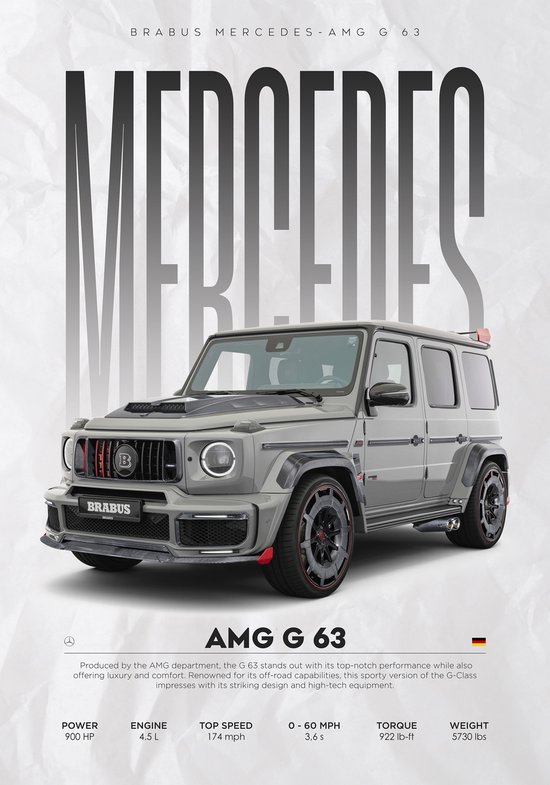 Brabus Mercedes-AMG G63 Poster Ingelijst – 23 x 33 cm – Luxe Auto ...