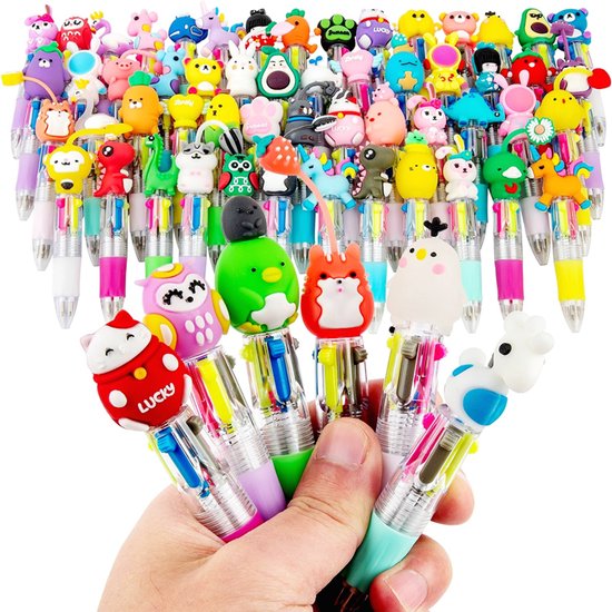 Veelkleurige Pennen All In One - Leuke Cartoon 4-Kleuren Pennenset (60 ...