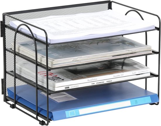4-Tier Desktop A4 Mesh Filing Tray - Office Desk Organizer - File ...