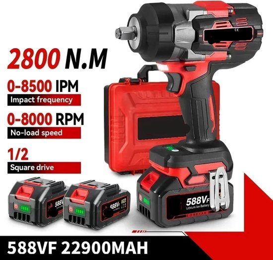 Slagmoersleutel - met Accu - Torque - Elektrische - 2800W ...
