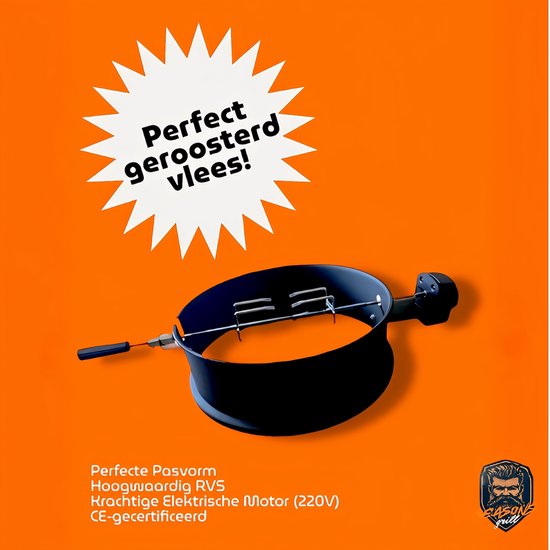 BBQ Rotisserie Set – Inclusief RVS Ring & Elektrisch Draaispit – Motor ...