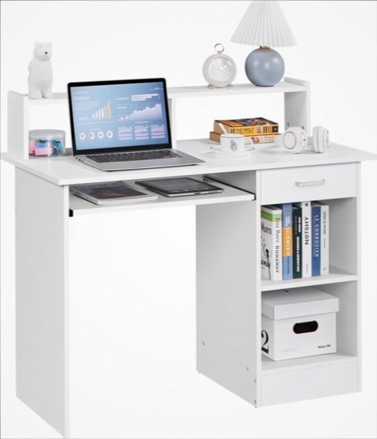 Bureau Wit computertafel met legplank, bureautafel, pc-tafel voor ...