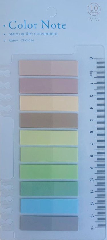 Index tabs - 200 stuks - inclusief liniaal - 10 kleuren - sticky notes ...