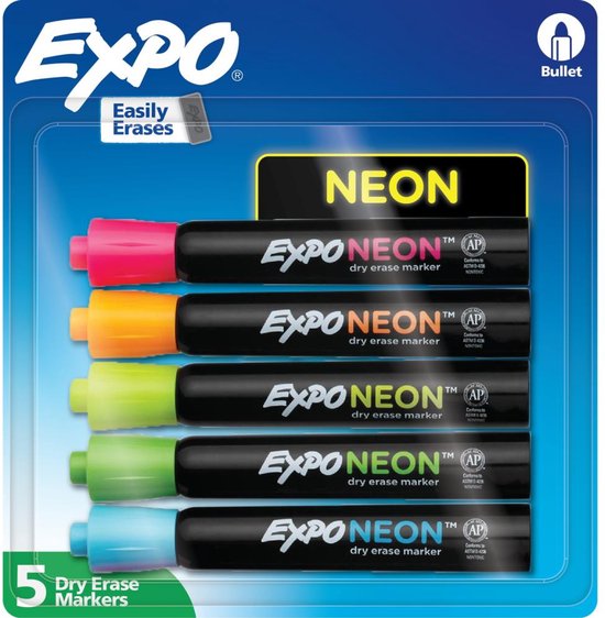 Expo - Neon Markers - uitgumbaar - 5 st. - 2212585 | bol