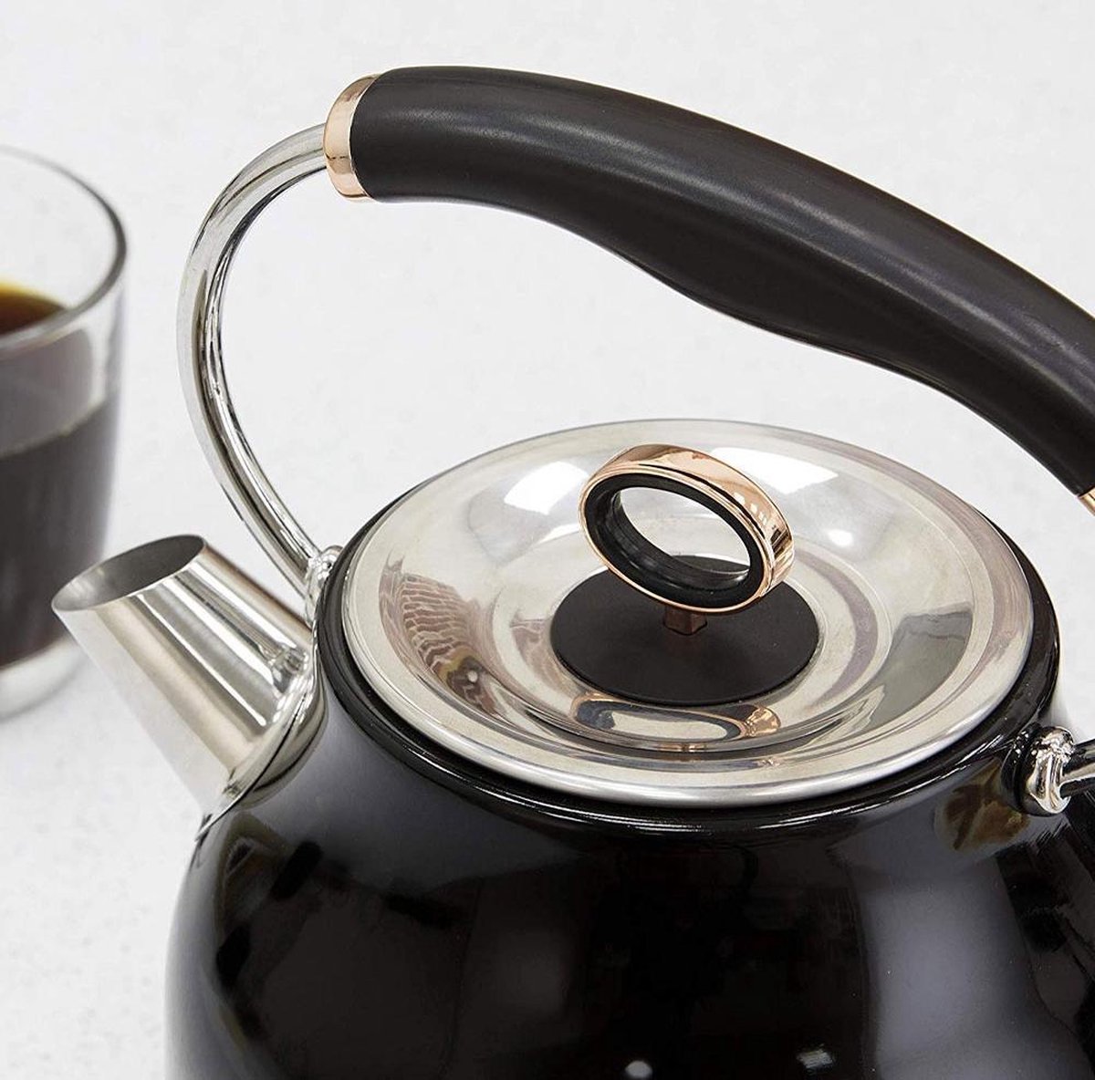 Tower Retro Waterkoker 1.7 Liter Bottega Rose Gold Zwart | bol.com