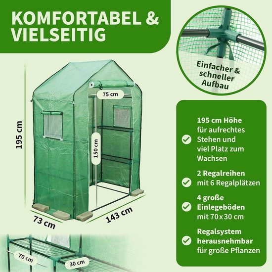 Compacte foliekas voor tomaten en planten 195x143x73 cm - ideale ...