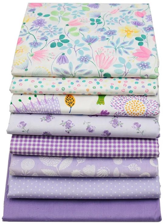 Pakket van 8 lapjes stof - paars - 20 x 25 cm - quilt - patchwork ...