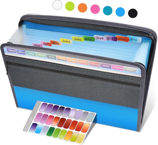 SNQ 1 stuk - Compartimentenmappen - Projectmappen - Opvouwbare mappen met tabbladen -... | bol