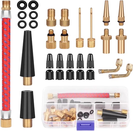 Fiets ventieladapter set - met opblaasslang - universeel - voor SV AV DV ventiel -... | bol