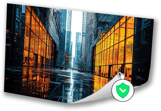 Moderne stad met reflecties - Architectuur wanddecoratie ...