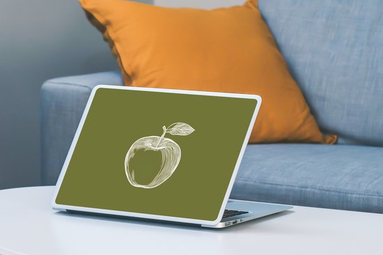 Laptop sticker - 10.1 inch - Lijntekening - Appel - Olijfgroen ...