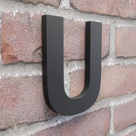 Huisnummer Arial U zwart - Huisnummerbord - 25 cm - zelfklevend | bol