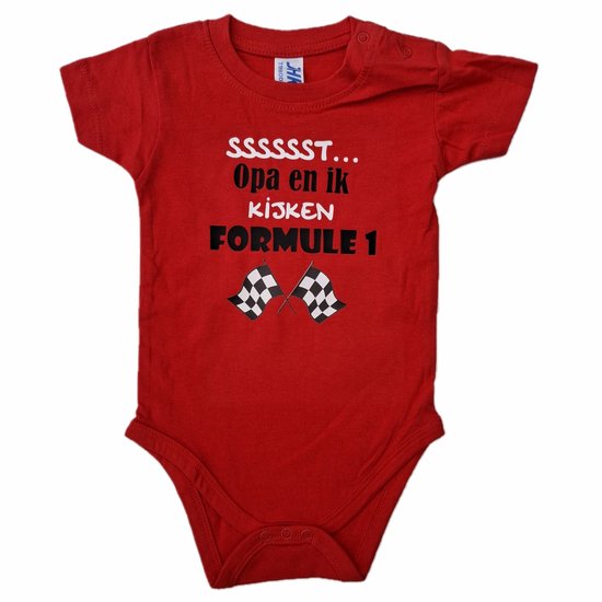 Rode romper met "Sssssst... Opa en ik kijken Formule 1" - 6 maanden ...