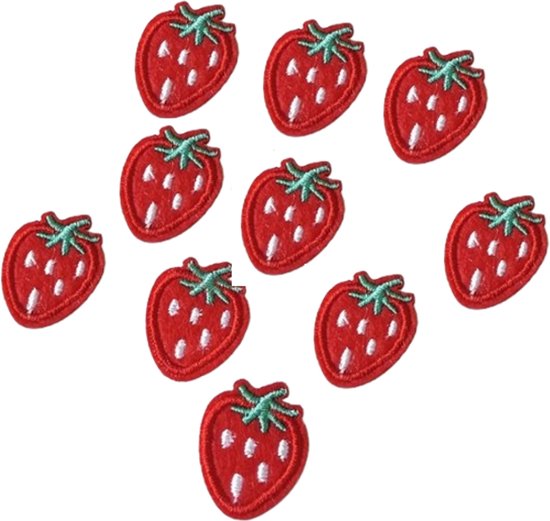 Strijkembleem aardbeien 10 stuks - strijkembleem aardbei ...