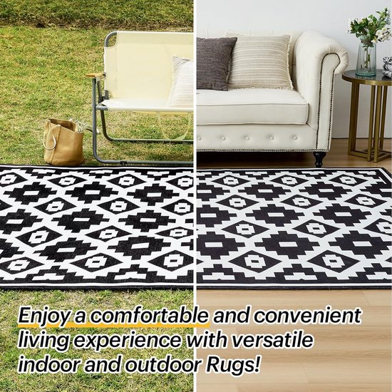Ibenzoa® Duurzame Zwart-Wit Tapijt voor Diverse Ruimtes - 120x180cm | bol