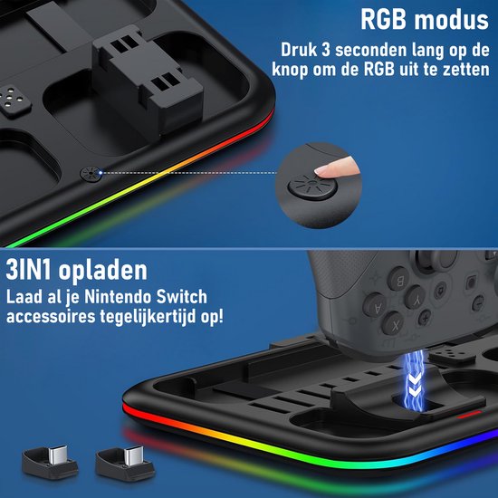 5-in-1 Switch Oplaadstation - Geschikt voor Nintendo Switch Docking ...