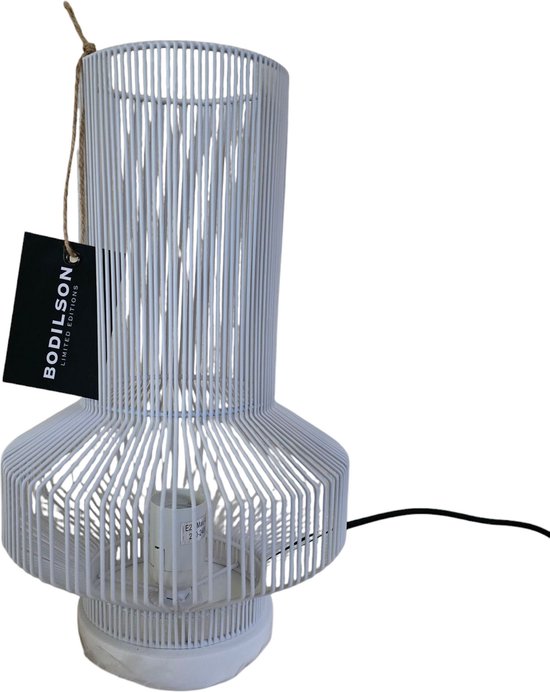 Bodilson Tafellamp Pion - Staande Lamp van Metaal - Ø23x37cm - Wit | bol