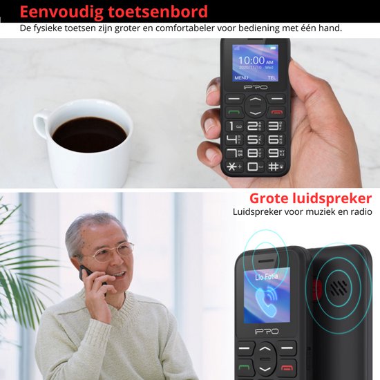IPRO Senioren Mobiele Telefoon 4G – Grote Toetsen – SOS Functie ...