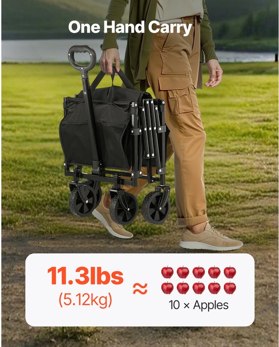 Opvouwbare Handkar 66x45x46 Cm, 102 Kg Capaciteit met All-Terrain ...