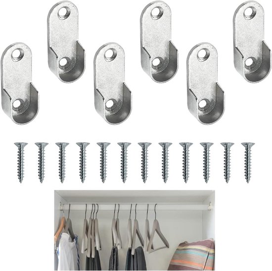 Garderobe Rail Houder Staaf Socket Zinklegering Flens Opknoping Rod End ...