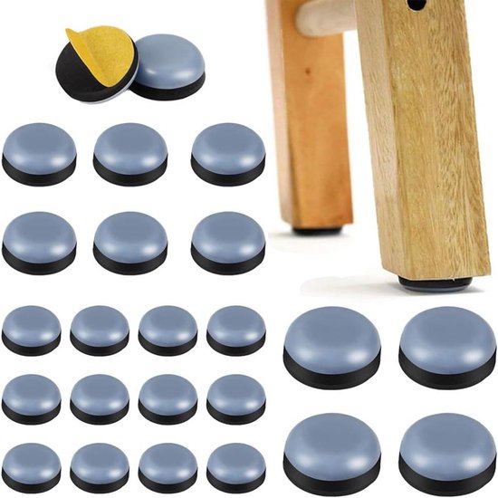 24 stuks zelfklevende meubelschuifregelaars pads PTFE teflon - Voor ...