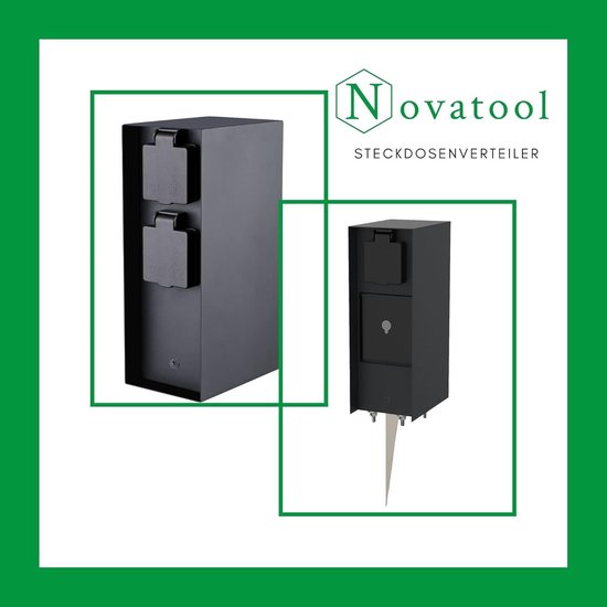 Novatool 4X stopcontactzuil 3-voudig antraciet RVS vierkant IP44 met grondpen... | bol