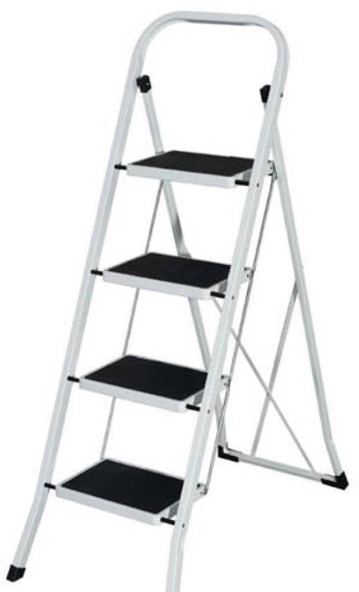 Stalen trap ladder 4 treden wit | bol