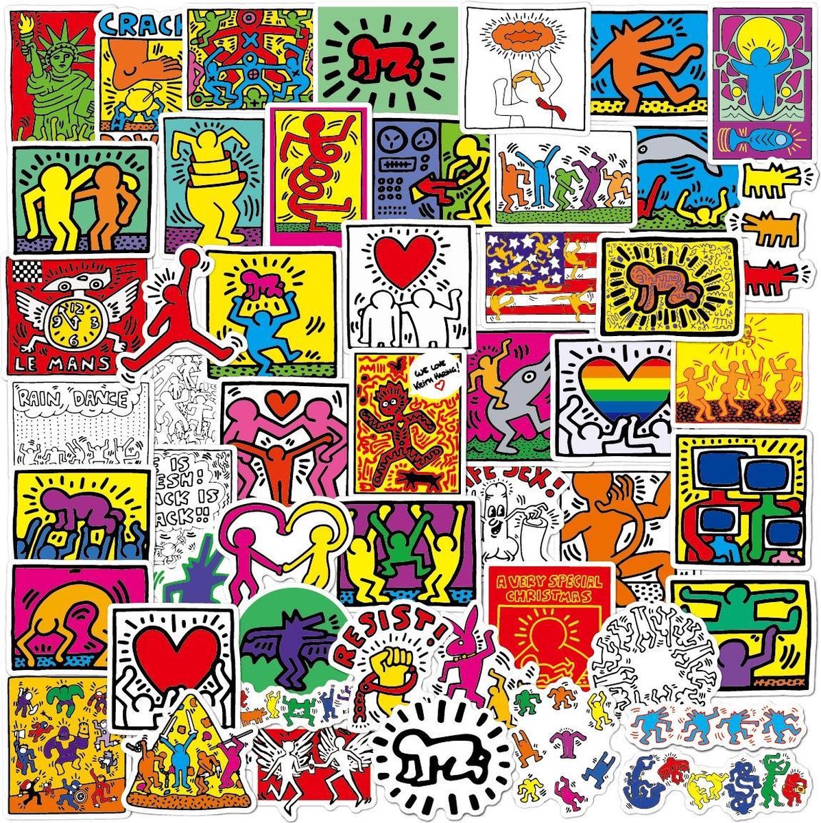 Keith Haring - Keith Haring Stickers - 50 stuks - Keith Haring poster ...