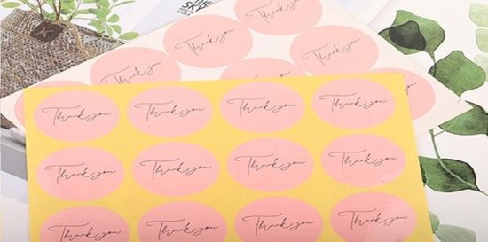 Sluitsticker Groot - Sluitzegel – Thank You – Rose – Zwart - Sierlijk| Bedank kaart -... | bol