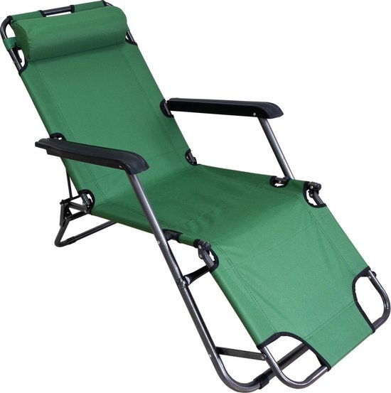 Chaise de Plage Pliable - Chaise Longue - Lounge - Vert | bol.com