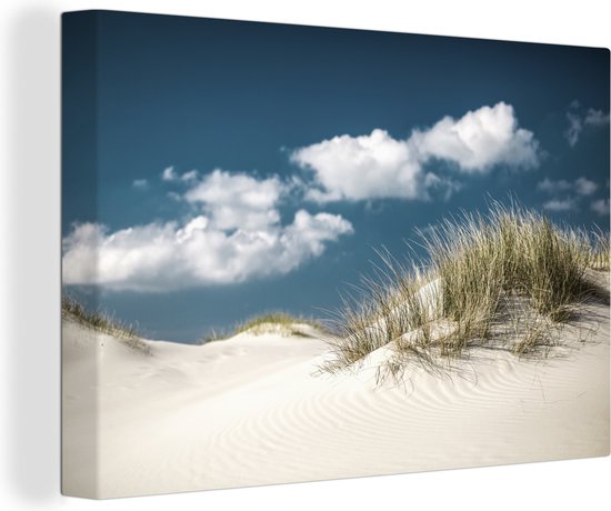 Canvas - Schilderijen op canvas - Duin - Gras - Wolken - Strand - 60x40 cm - Canvas... | bol.com