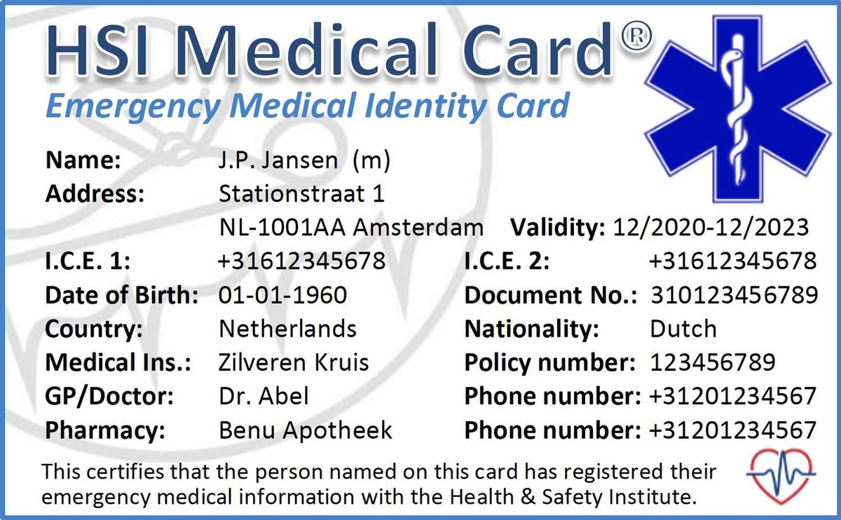 HSI Medical Card Basis | AMO | Internationaal Medicijnpaspoort ...