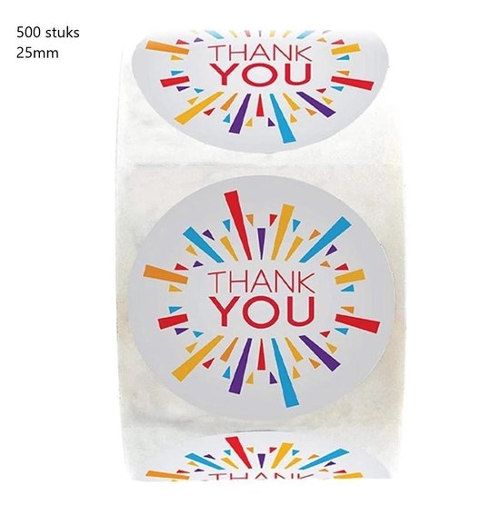 Stickers "Thank you" - Bedrijfs stickers - Hobby Stickers - 500 stuks op rol - 25mm -... | bol
