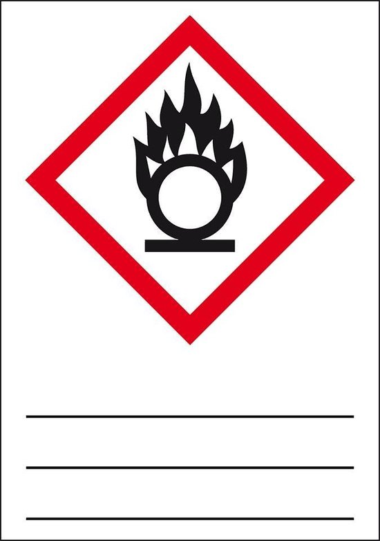 GHS03 oxiderende stoffen sticker, beschrijfbaar 105 x 148 mm ...