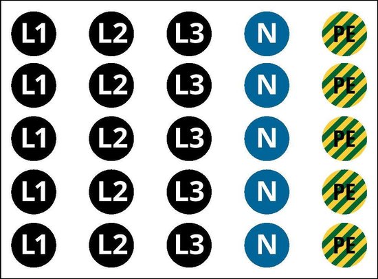 5-polige krachtstroom geleider sticker, 25 per vel 12,5 mm - 25 per vel ...