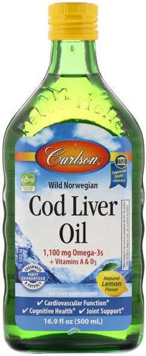 Wild Norwegian Cod Liver Oil- Natural Lemon (500 ml) - Carlson ...