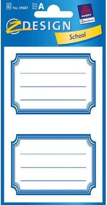 Avery Boeketiket Z-design School - pakje a 6 vel kader blauw | bol.com