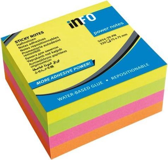 Powernotes info notes 75x75mm ass. Briljant blok a 320 vel. | bol