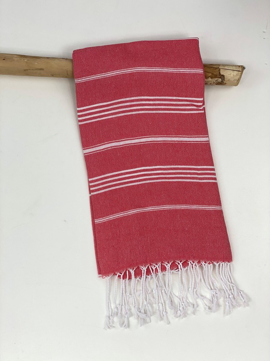 Hamamdoek | Stripe | Fel rood | 100 x 180 CM | Strand | Sauna ...