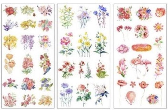 Stickerset Bloemen - 6 vellen - Flower Stickers | bol